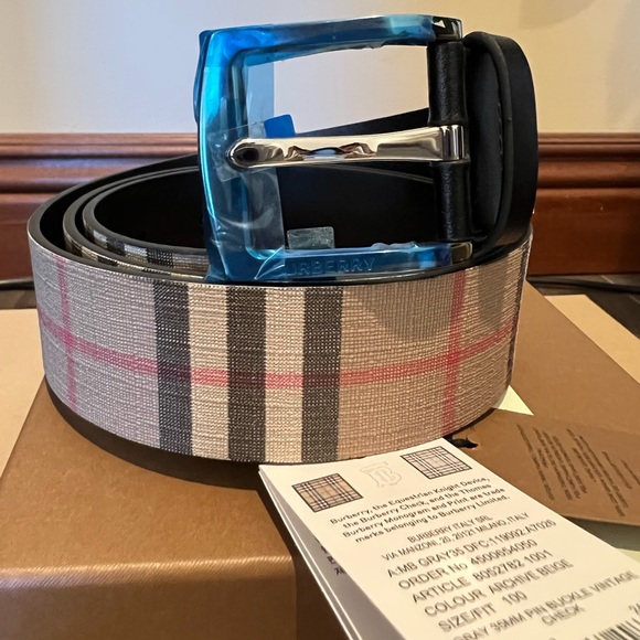 Burberry | Accessories | Burberry Mens Vintage Check Leather Belt ...